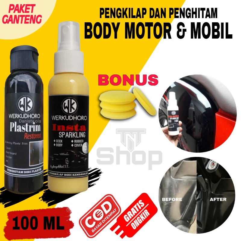 Jual paket Pengkilap body dan penghitam body motor dan mobil plastrim dan insta sparkling ...