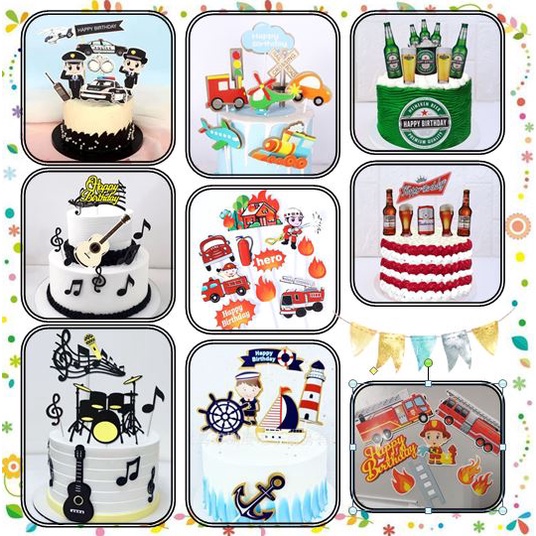 Jual Topper Polisi Bir Musik Car Mobil Gitar Drum Firetruck Sailor Cake ...