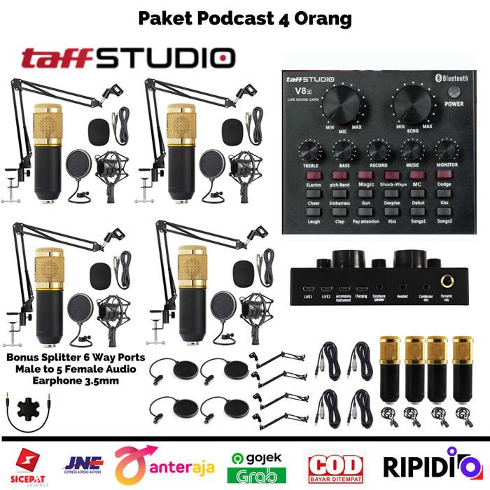 Jual Paket Podcast 4 Orang Mic Bm 800 Soundcard V8S, Pop Filter, Arm ...