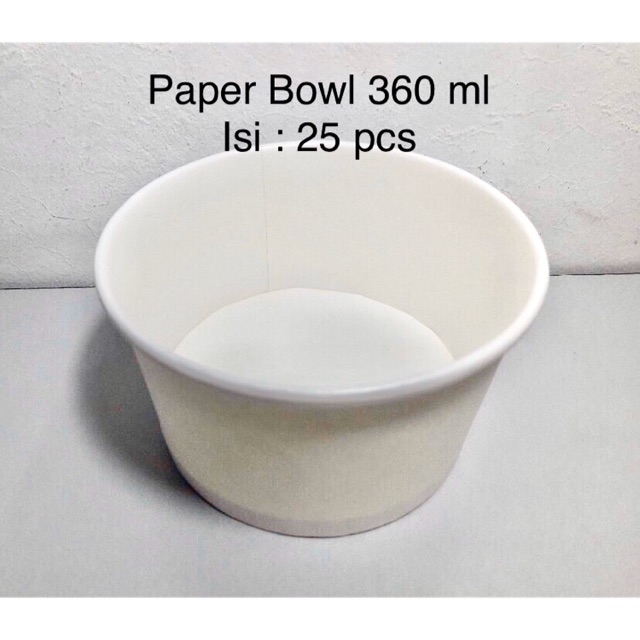 Jual Paper Bowl Mangkok kertas 360 ml 12 oz isi 25 pcs putih polos ...