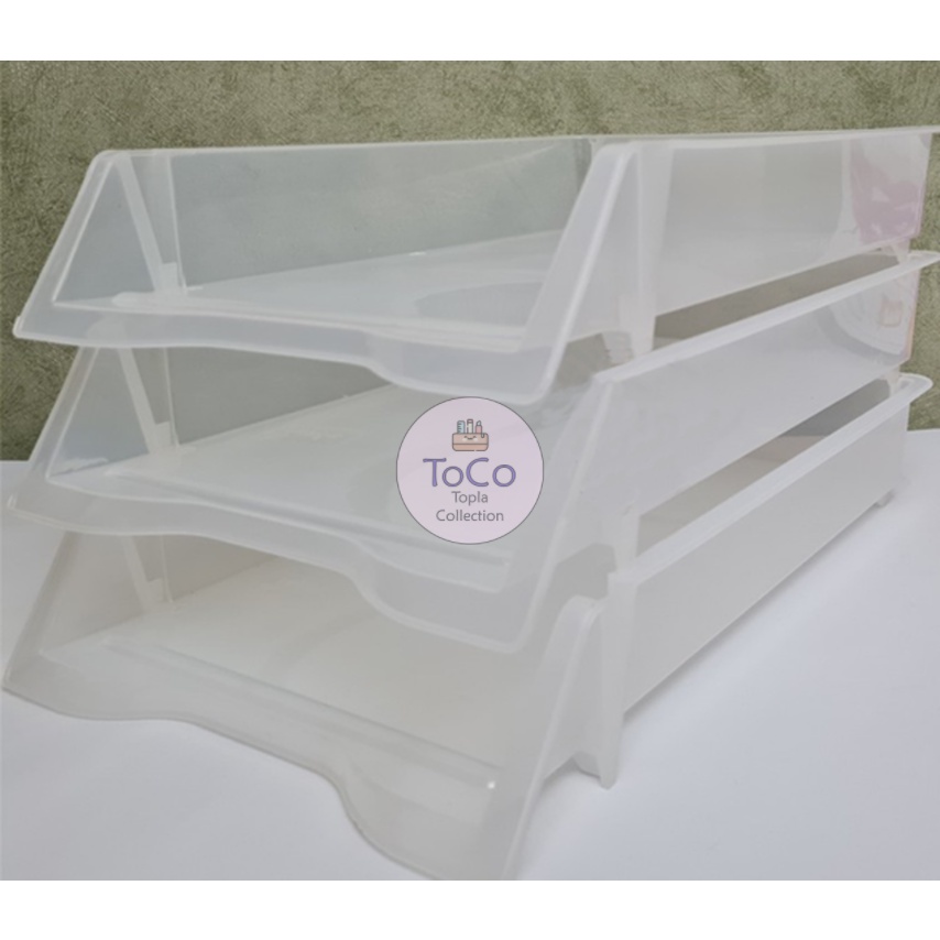 Jual TOPLA Elevated Tray 3 Susun Plastik Tebal Paper Tray Rak File F4 ...