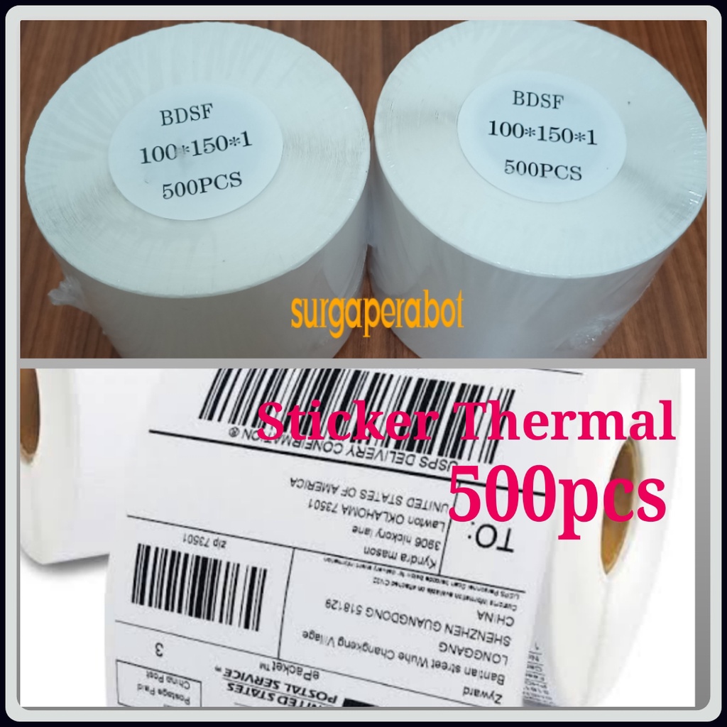 Jual Kertas Sticker Thermal Label Barcode 500 pcs 100x150 / 10x15 cm Stiker | Shopee Indonesia