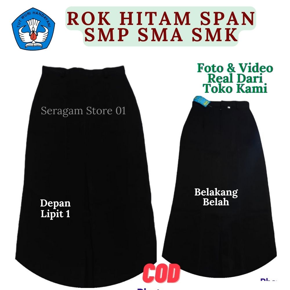 Jual Rok Seragam Sekolah Smp Sma Smk Perempuan Cewek Span Panjang Hitam ...
