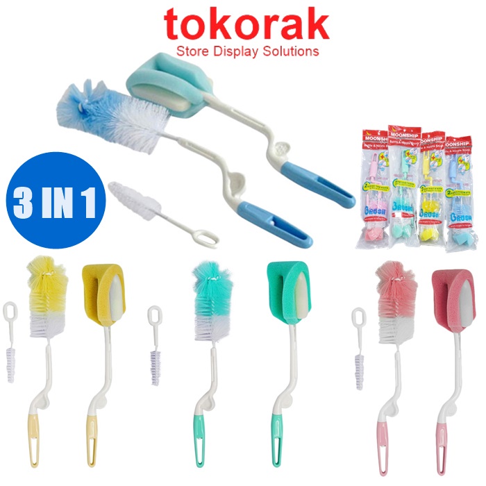 Jual MOONSHIP SIKAT BOTOL 3 IN 1 - NIPPLE BRUSH BOTTLE - SIKAT CUCI ...