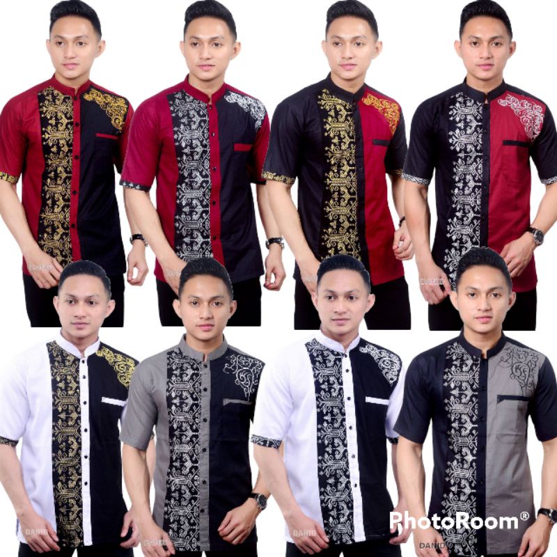 Jual Baju Koko Batik Berlapis Bordir Lengan Pendek Motif Trisula ...