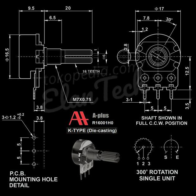 Jual A5K Potensio A-Plus Aplus Mono Potensiometer A-5K A 5K elant33 ...