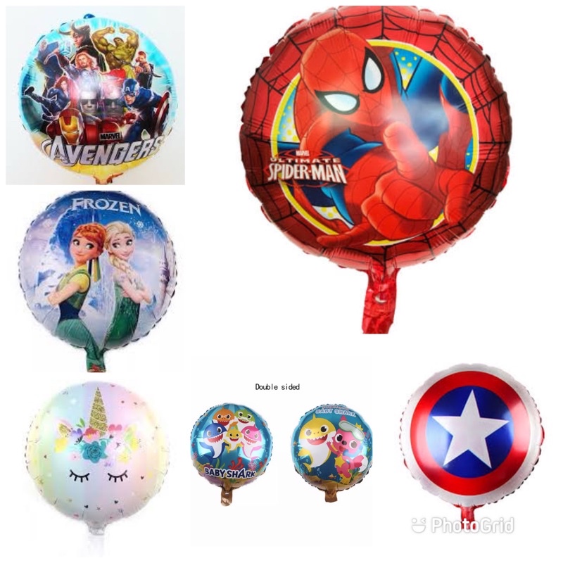Jual Balon Foil BULAT Karakter Superhero Spiderman, Unicorn, Baby Shark ...