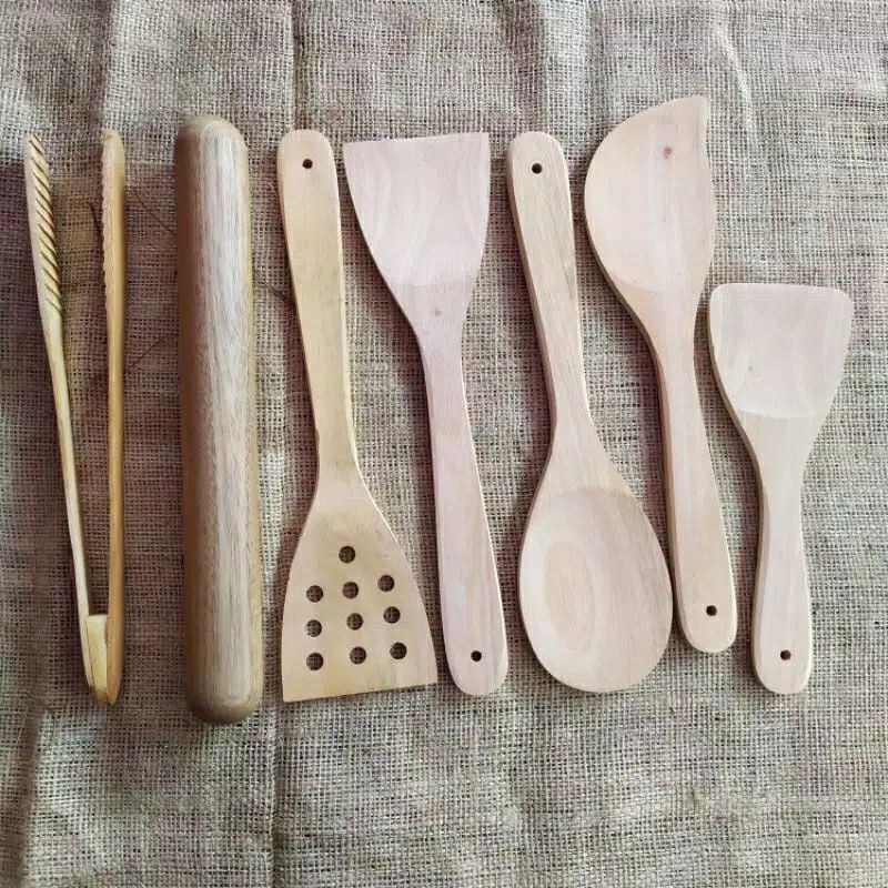 Jual SPATULA SET LENGKAP DARI KAYU set termurah spatula set+roll pin ...