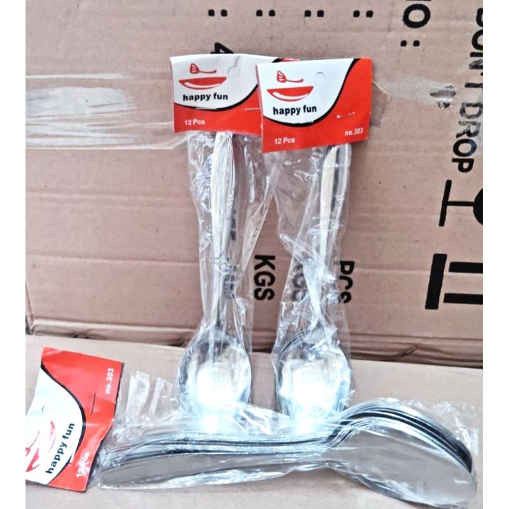Jual Sendok Makan Stainless Happy Fun 1 lusin 12 pcs | Shopee Indonesia