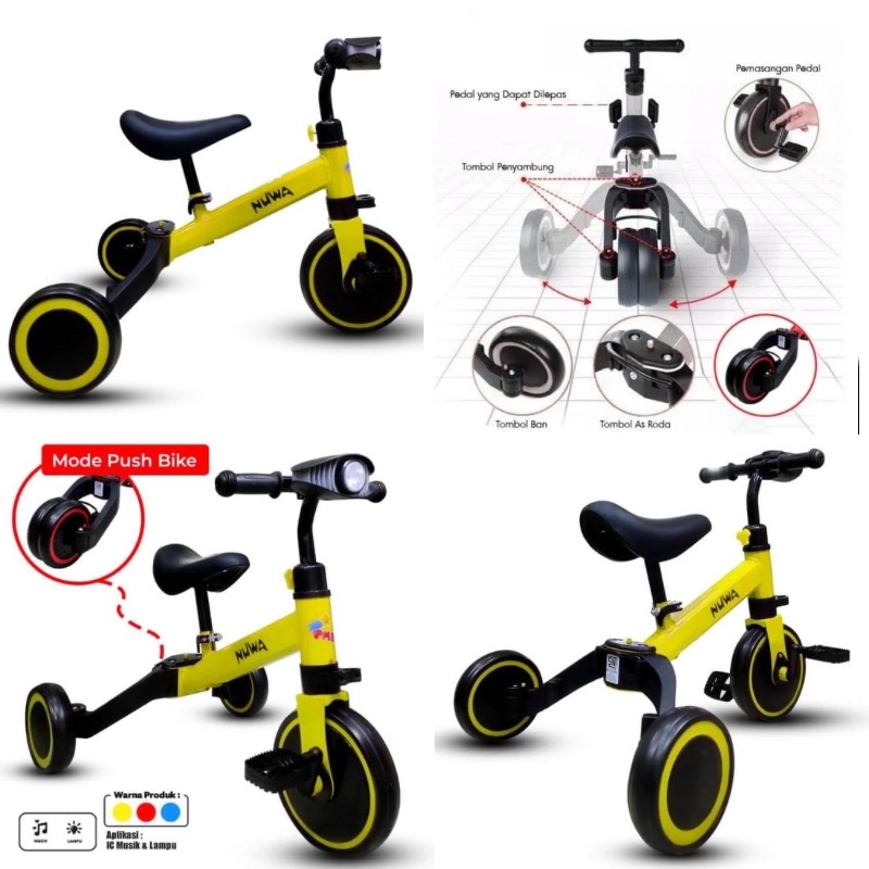 Jual SEPEDA ANAK RODA TIGA BALANCE BIKE (3 in 1) T20-5 PMB NUWA ...