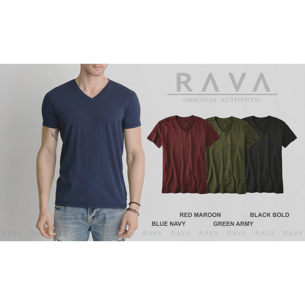Jual RAVA Baju Kaos Polos Vneck Pria Oblong ORIGINAL PREMIUM QUALITY ...