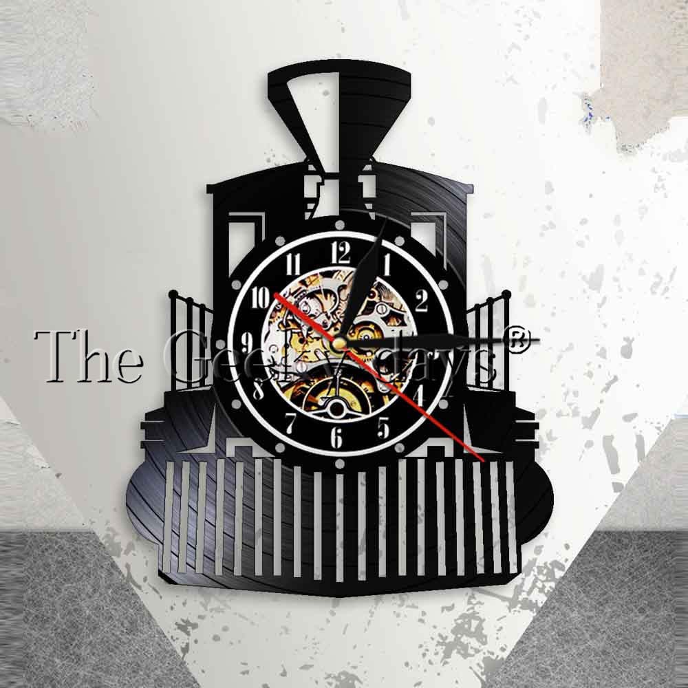 Jual Vintage Steam Locomotive Wall Clock Locomotive Train Vinyl Record ...