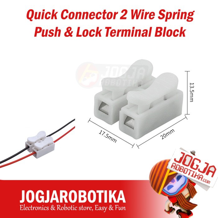 Jual Quick Connector 2 Wire Spring Push & Lock Terminal Block | Shopee ...