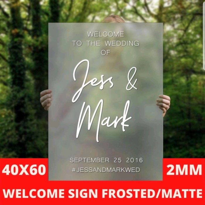 Jual Welcome sign acrylic 40x60 Frosted / Matte Wedding sign akrilik ...