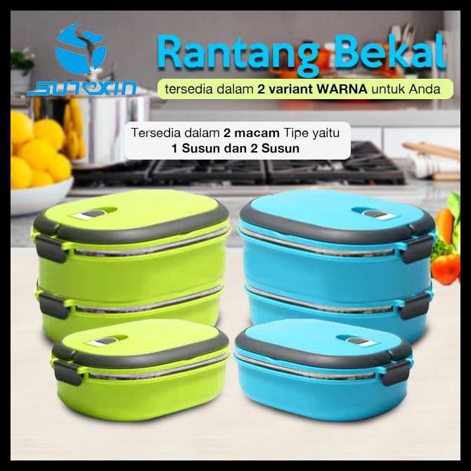 Jual Lunch Box Set/Rantang Persegi Susun 2 Stainless Steel/Tempat Makan ...