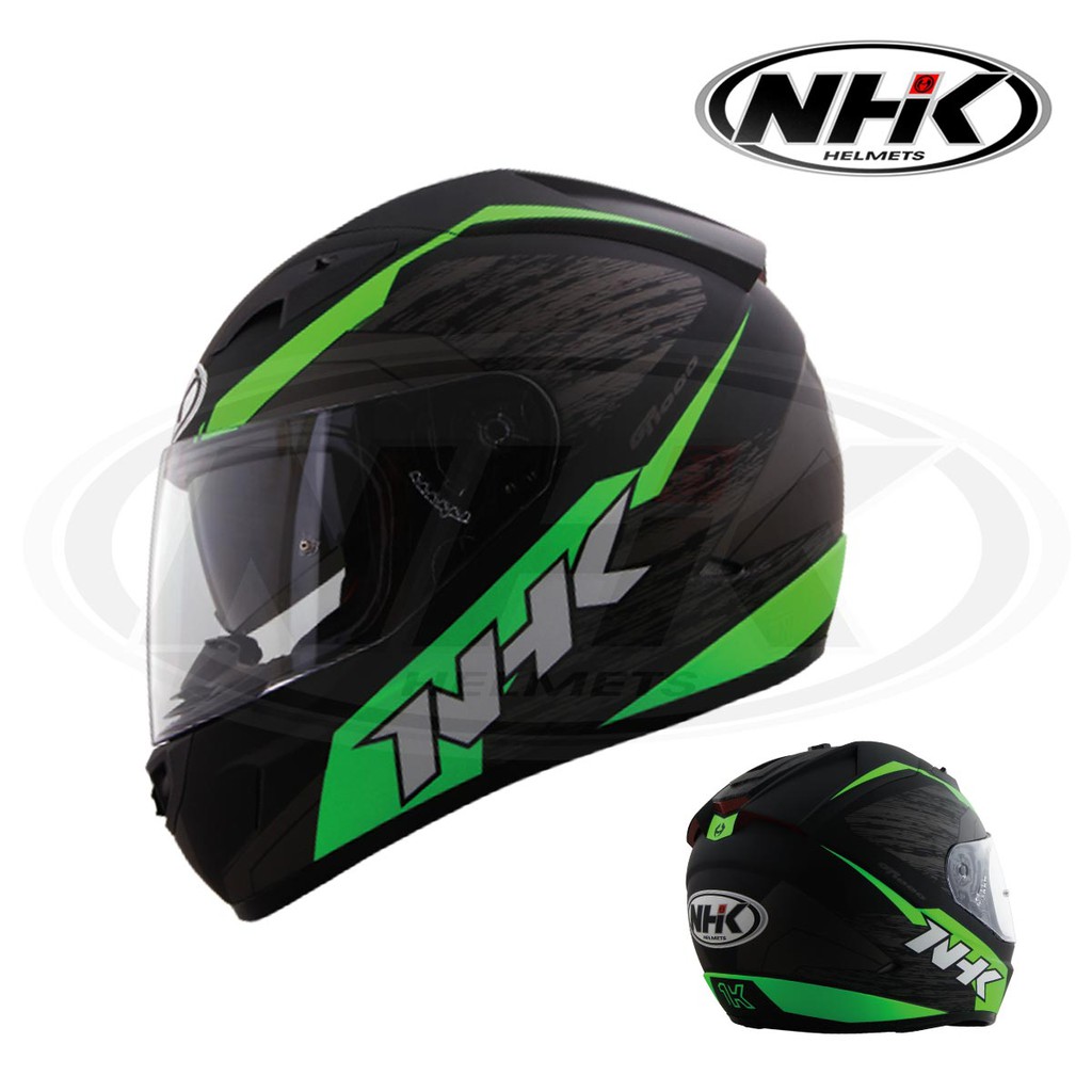Jual HELM NHK GP 1000 AXION BLACK GREEN DOFF DOUBLE VISOR HELM NHK ...