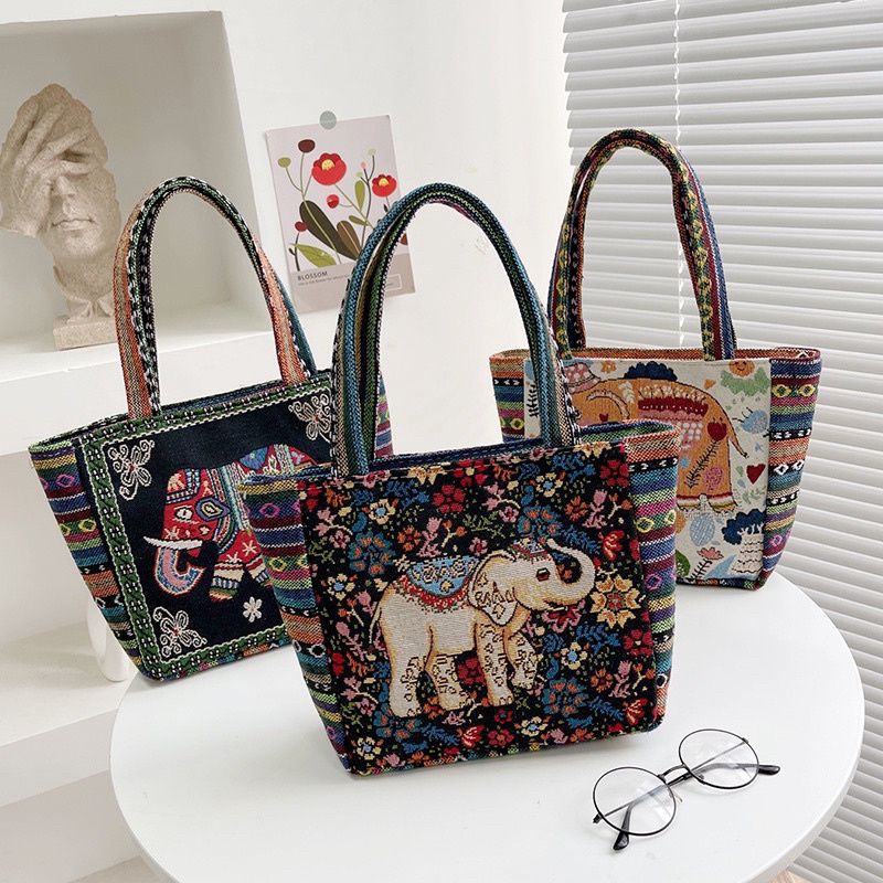 Jual Tas thailand hand bag import tenun bordir - tas bangkok gajah owl ...