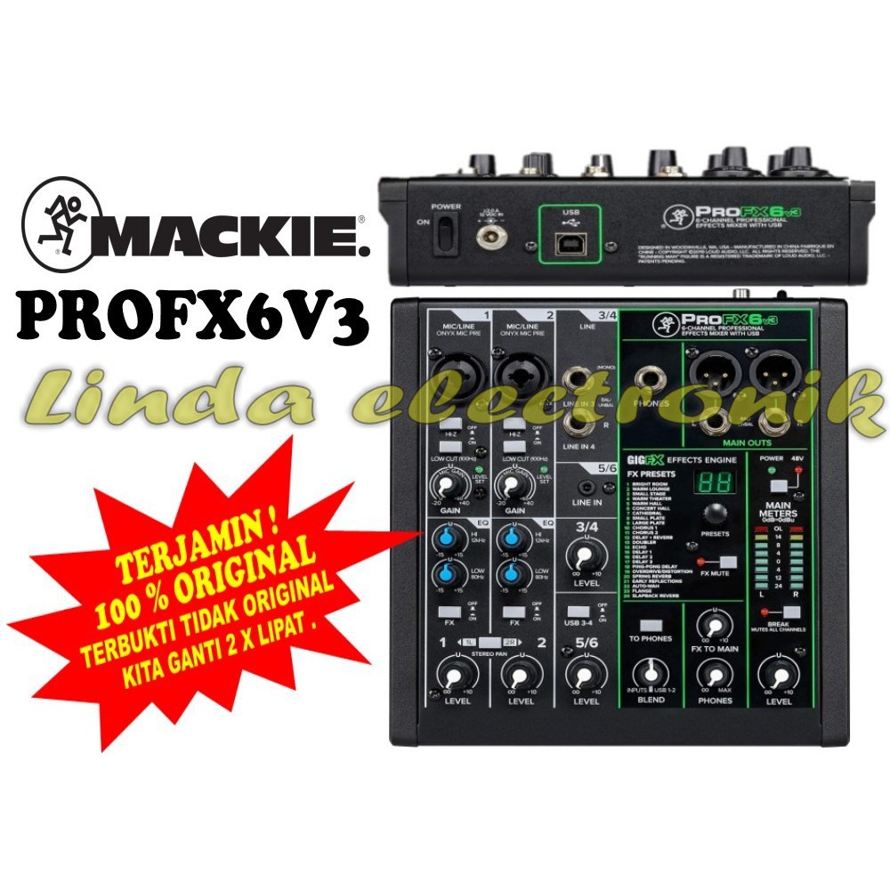 Jual Mixer Mackie PROFX6V3 PROFX6 V3 PRO FX6 V3 Original | Shopee Indonesia
