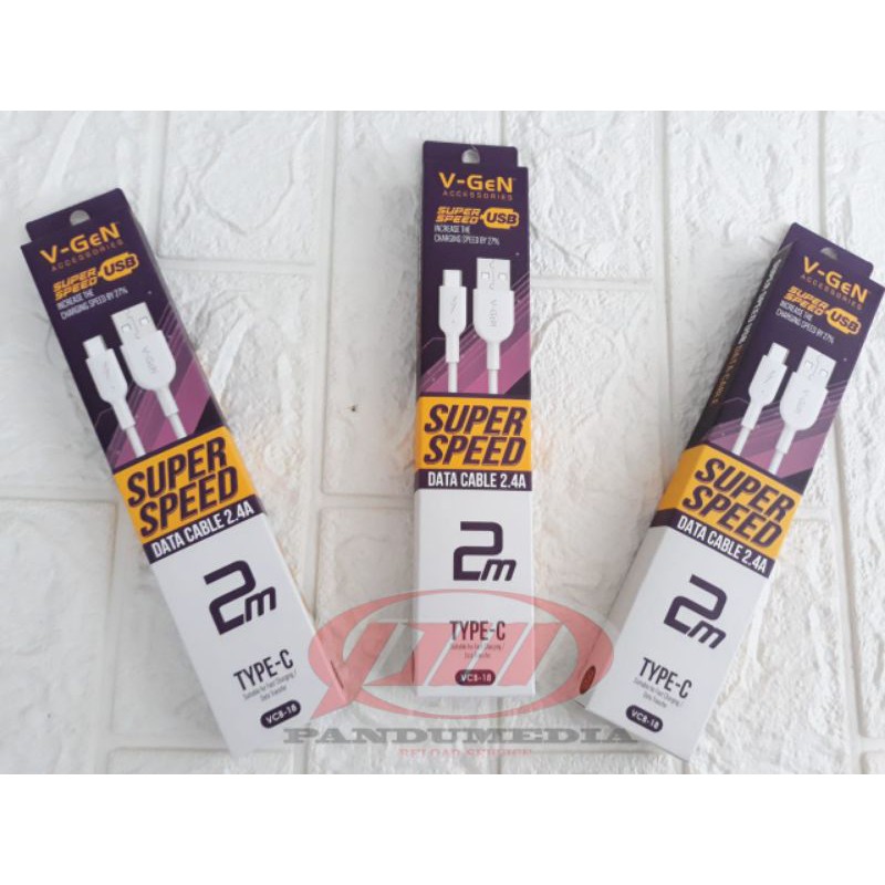 Jual KABEL DATA USB V-GEN FAST CHARGING VCB-18 TYPE C 2 METER | Shopee ...