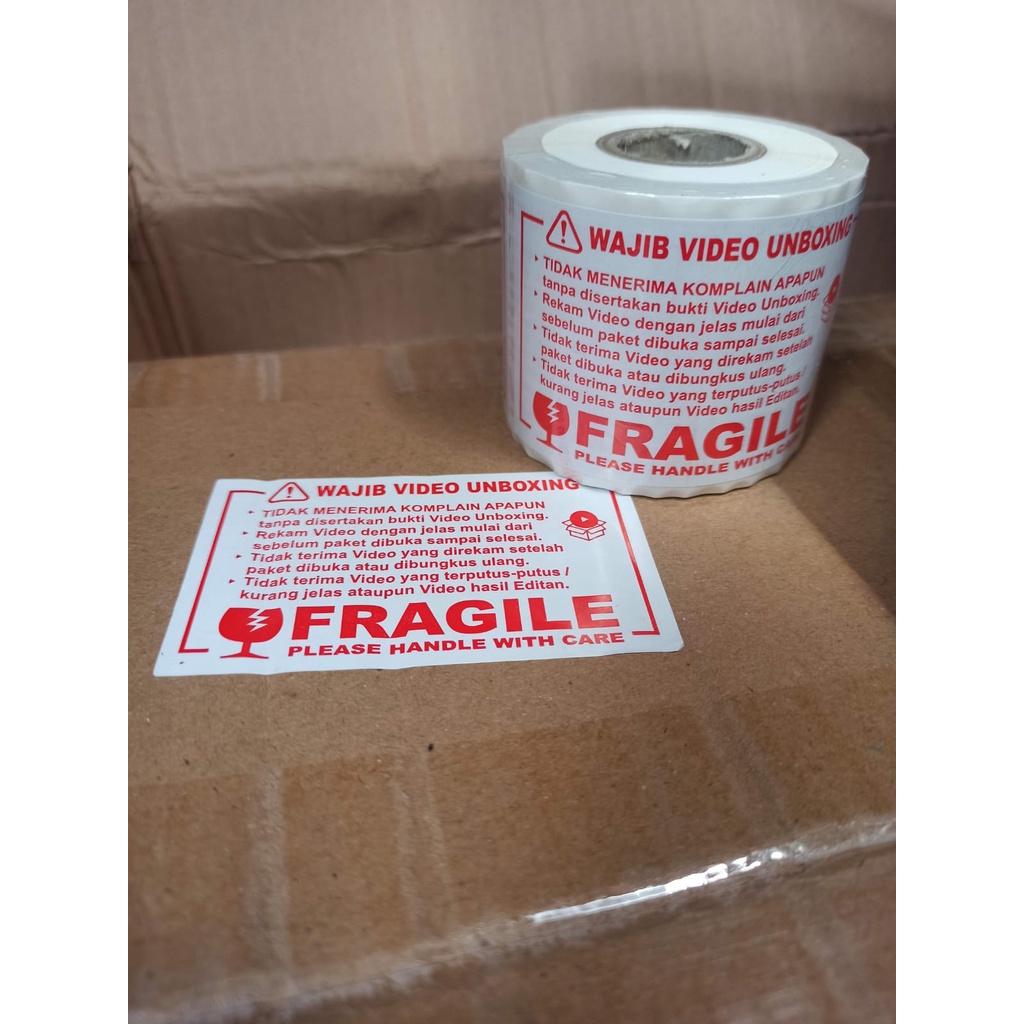 Jual Sticker / Stiker Unboxing Fragile Roll 8cm x 5cm - Stiker Wajib Unboxing | Shopee Indonesia