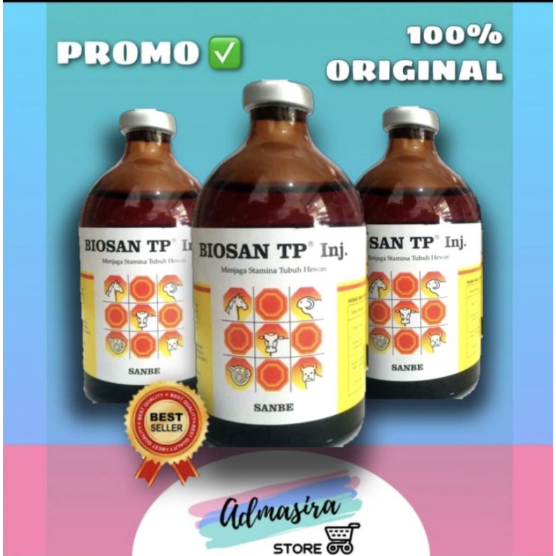 Jual BIOSAN TP Inject 50ml meningkatkan stamina daya tahan hewan Sanbe ...