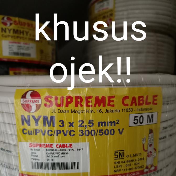 Jual PROMO KABEL LISTRIK / POWER SUPREME NYM 3x2.5 mm @50meter GOJEK / GRAB Kode 388 | Shopee ...