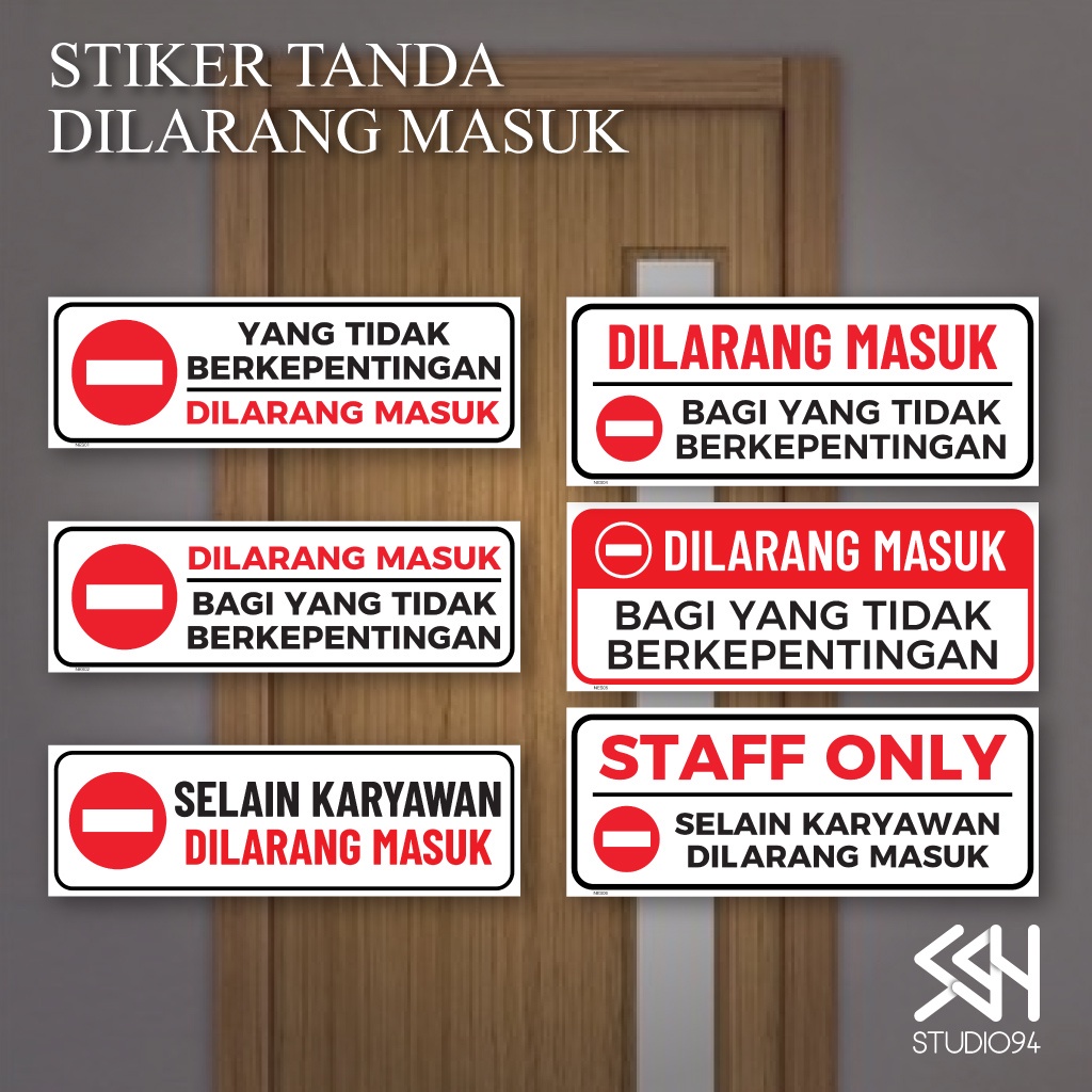 Jual Stiker Larangan Sticker Dilarang Masuk Staff Only | Shopee Indonesia