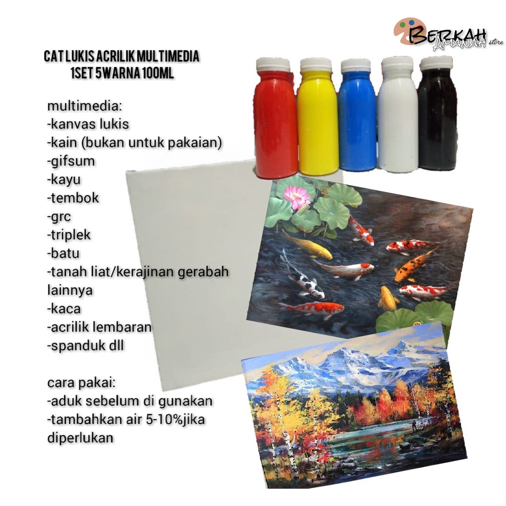 Jual cat lukis 200gram/100ml 1set 5warna | Shopee Indonesia