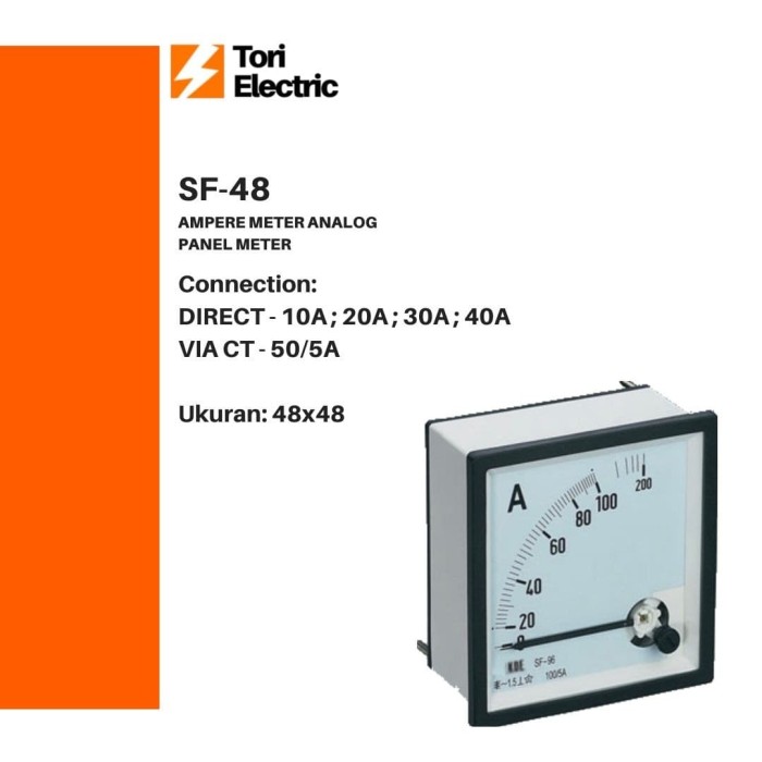 Jual Ampere Meter SF-48 50A 5A Panel Meter Analog AmpereMeter CT 5A ...