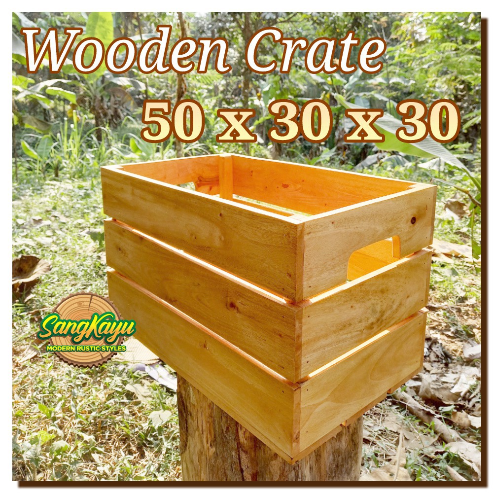 Jual Wooden Crate 50x30x30 peti kayu tempat penyimpanan kayu storage ...