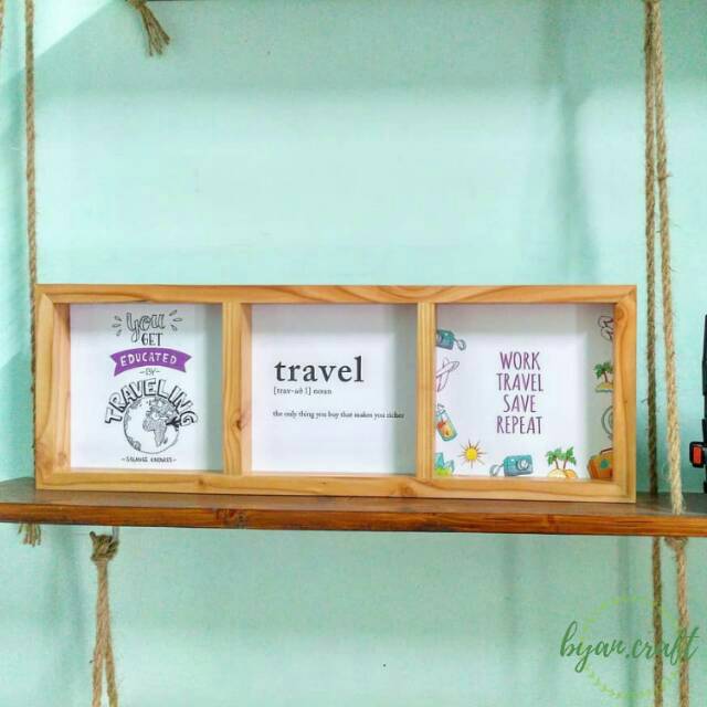 Jual Photo Frame 3in1 Dekorasi Dinding Wooden Frame Figura Kayu Frame ...