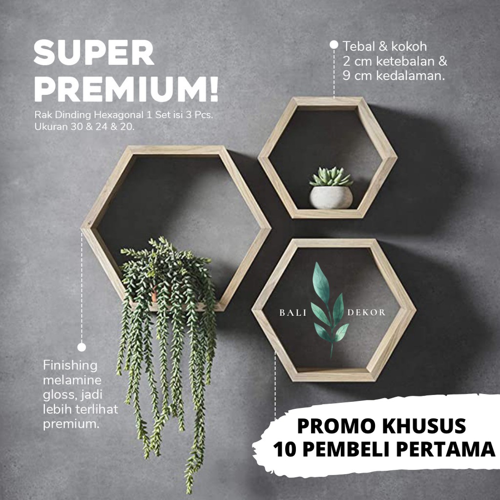 Jual Hiasan Kamar Dinding Rak Hexagonal Hiasan Dekorasi Rak Elegan ...