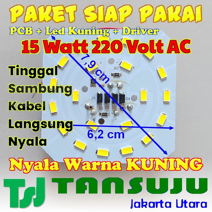 Jual Modul Lampu SMD Led Siap Pakai PCB + Led + Driver 15 Watt WARNA ...