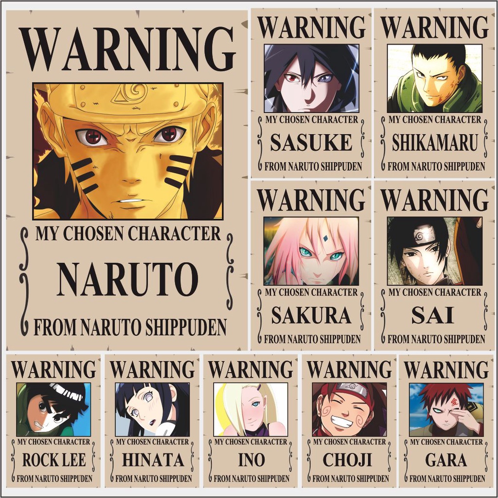 Jual Poster Warning Anime Naruto Poster Naruto ISI 14 Poster A3+/A4 ...