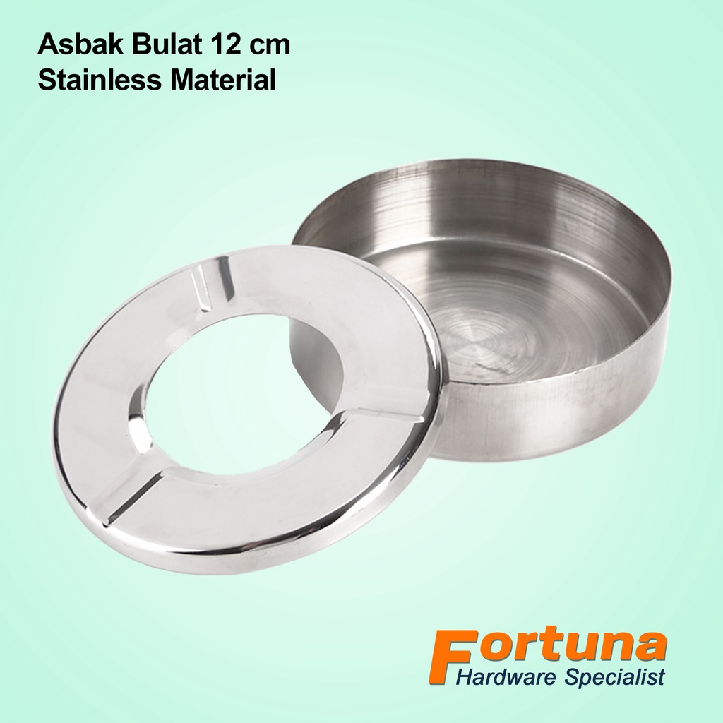 Jual FORTUNA Asbak Bulat Stainless + Tutup 12cm / Rounded Tabletop ...