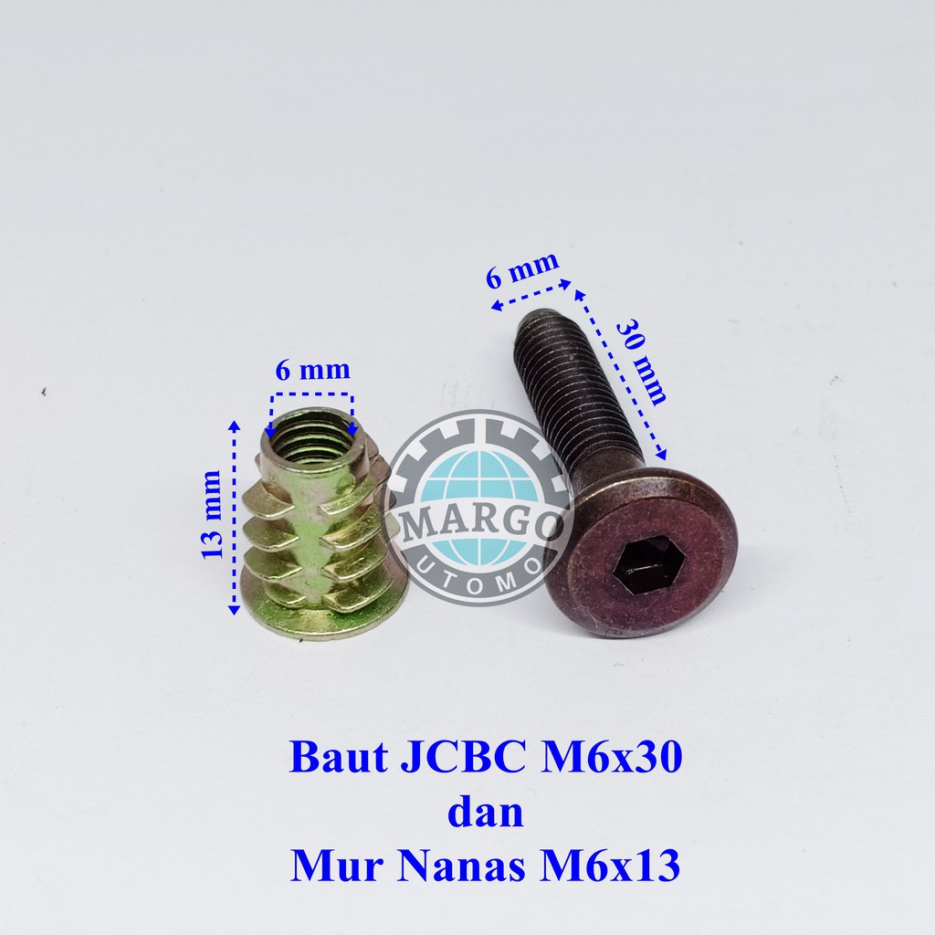 Jual Baut JCBC M6x30 Knock Down Kunci L4 dan Mur Nanas M6x13 OD | Shopee Indonesia