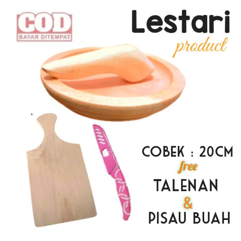 Jual cobek kayu set talenan dan pisau/cobek kayu/coet murah/ulekan kayu ...