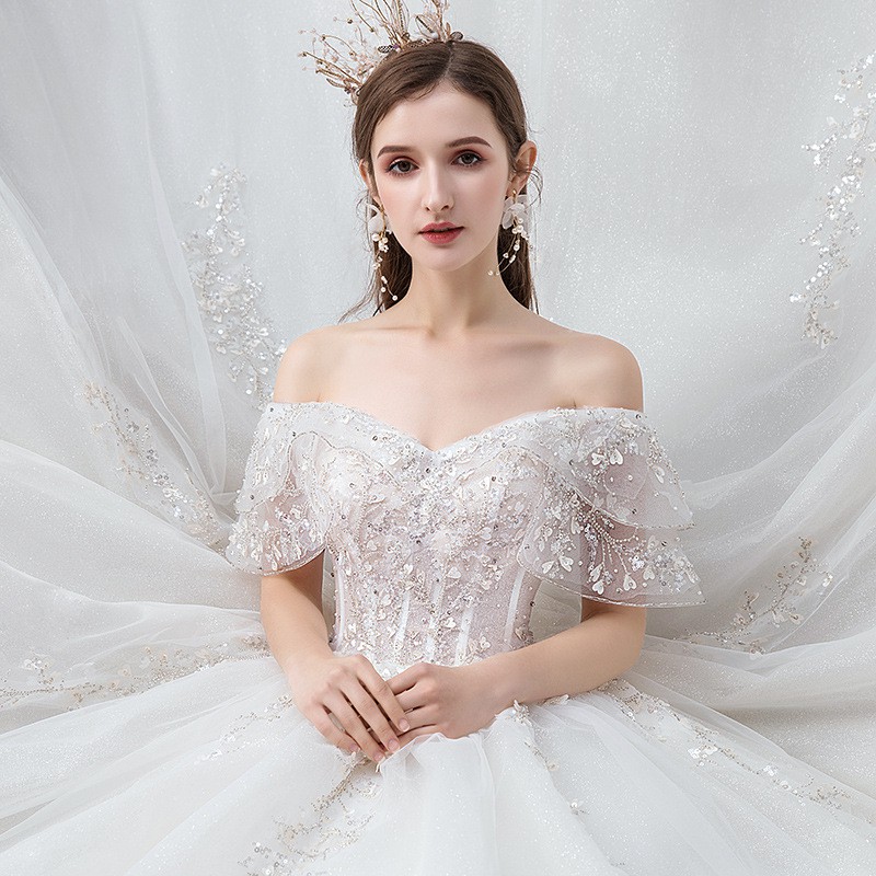 Jual Mewah Mengkilap Rhinestone Beaded Payet Putih Polos Plus Ukuran ...