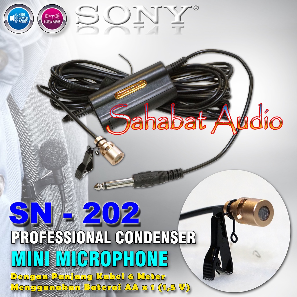 Jual Mic Jepit SN 202 / Mic Condenser SN - 202 Kabel 6 Meter / Mic Jepit Baju SN-202 Mic ...