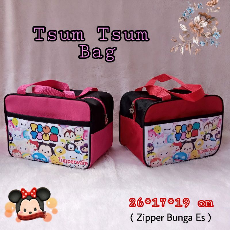 Jual Tas Tsum Tsum Tupperware ( Zipper Bunga Es ) / tas bekal karakter ...