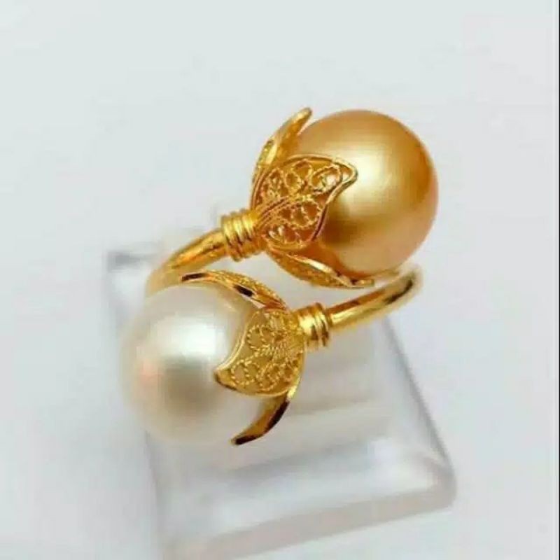 Jual cincin perak lapis emas kuning | cincin perak mutiara tawar ...