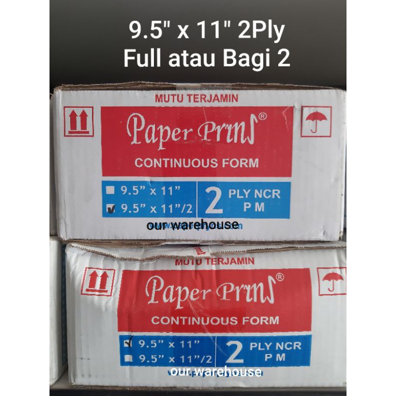 Jual Kertas Komputer K2, Continuos Form 9,5x11" 2Ply Full atau Bagi 2 atau Bagi 4 Wartel Paper ...