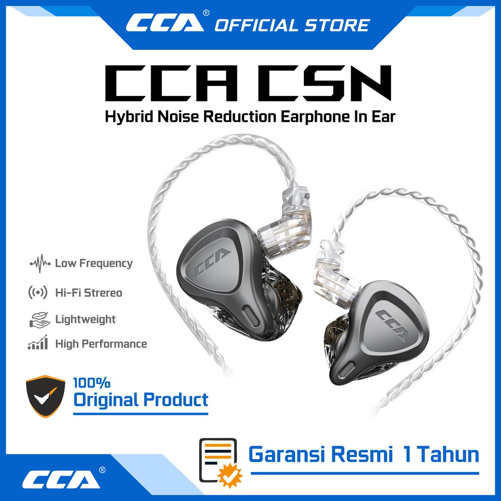 Jual KZ x CCA CSN 1BA + 1DD Hybrid Noise Reduction Earphone In Ear ...