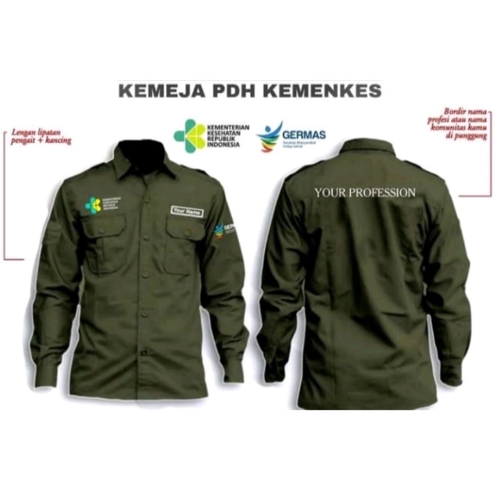 Jual Kemeja PDL / PDH / Baju Lapangan Lengan Panjang Plus Bordir 5 Posisi Design Bebas Suka-suka ...