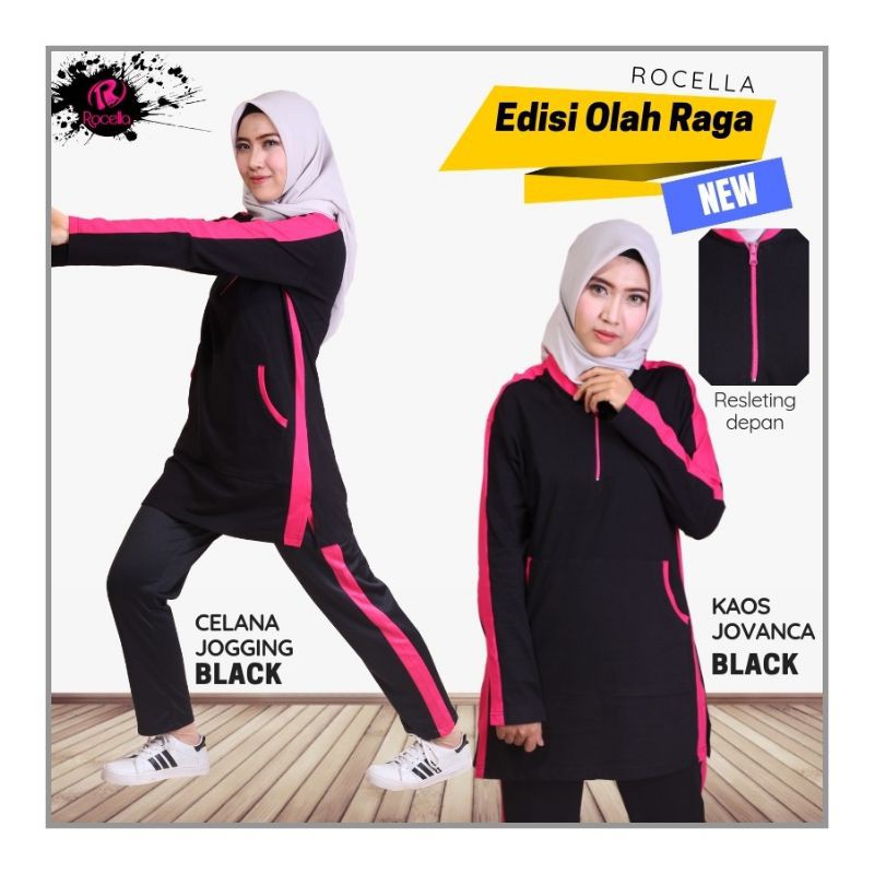 Jual setelan baju olahraga wanita muslim muslimah | kaos jovanca rocella | Shopee Indonesia
