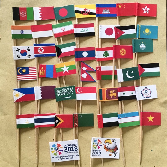Jual Topper bendera peserta ASIAN PARA GAMES 2018 - 44pcs | Shopee ...