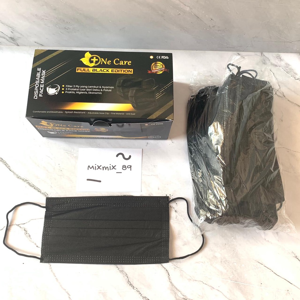 Jual Masker Earloop NE CARE Hitam Full Black Edition 3ply (ISI 20 PCS ...
