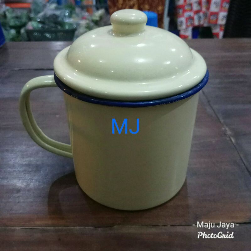Jual Mug Muk Enamel kaleng tebal kuning jadul 10 cm | Shopee Indonesia