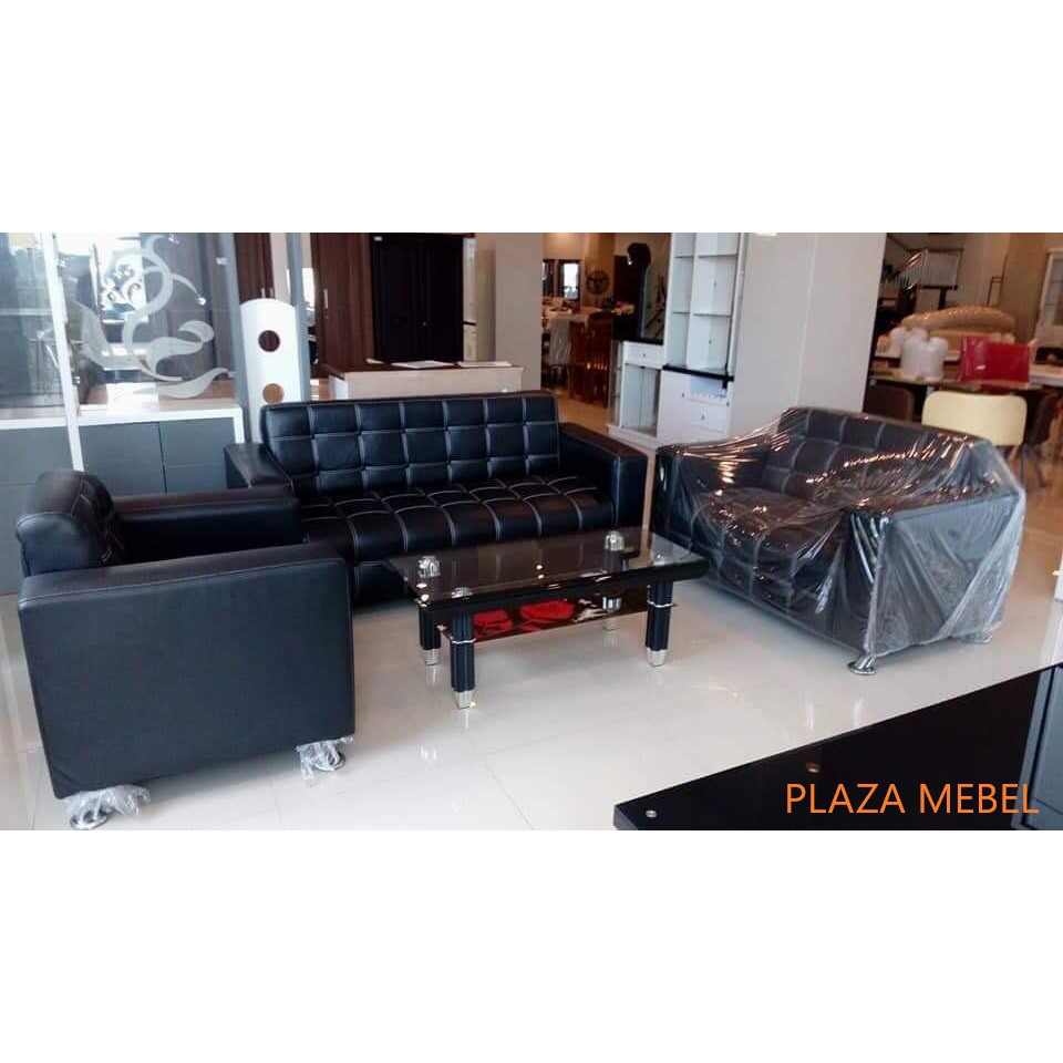 Jual Sofa Kursi Tamu Procella Kesia 321 Hitam Minimalis Kulit Oscar ...