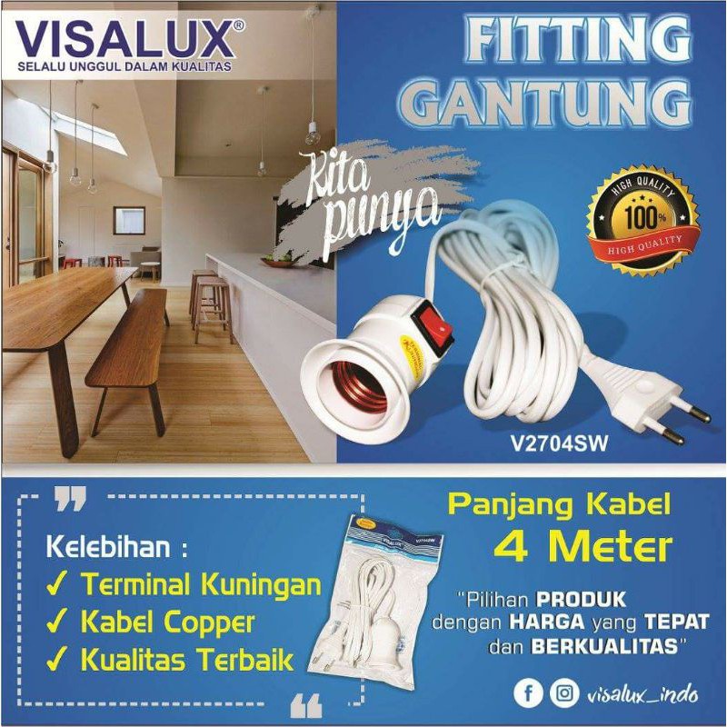 Jual Fitting Gantung Dengan Saklar Dan Kabel 4 Meter VISALUX V2704SW ...